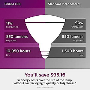 Philips LED Indoor/Outdoor Classic Glass Non-Dimmable PAR38 40-Degree Flood Light Bulb: 900-Lumen, 3000-Kelvin, 11-Watt (90-Watt Equivalent), E26 Base, Bright White, 8-Pack
