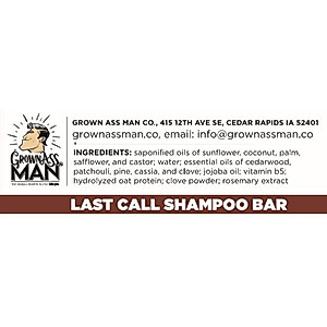 Grown Ass Man Co. - Solid Shampoo Bar Rich Lather 3 in 1: Hair, Beard & Body Wash - Plastic Free & Eco-Friendly, Natural & Organic Clean for All Hair Types, 4oz Bar (Variety, 3-Pack)