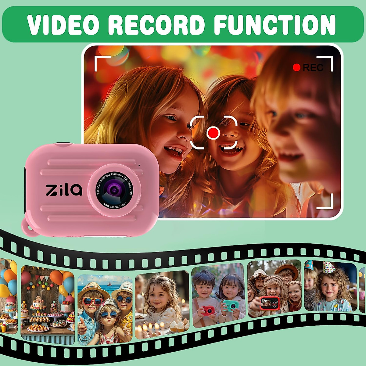 HD Kids Digital Camera,8 MP Photo and 1080P Video, 4X Zoom Waterproof and Dustproof Children's Digital Camera for Daily Use, Toys for Boys and Girls Over 3 Years Old.