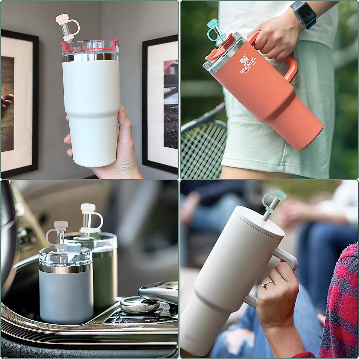 Straw Cover Cap for Stanley Cup, 10mm Silicone Straw Cover Compatible with Stanley 30&40 Oz Tumbler with Handle, 0.4in Straw Topper Stanley Cup Accessories (6)