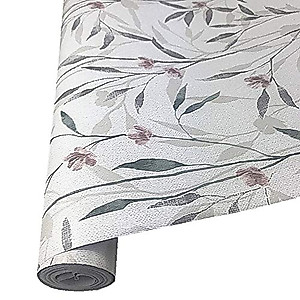 Taamall Simplemuji Gray Leaves Self Adhesive Adhesive Paper Shelf Liner Funitures Dresser Drawer Cabinet Decor 17.7 Inch by 100 Inch