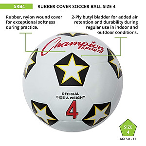 Champion Sports Rubber Cover Soccer Ball - Size 4