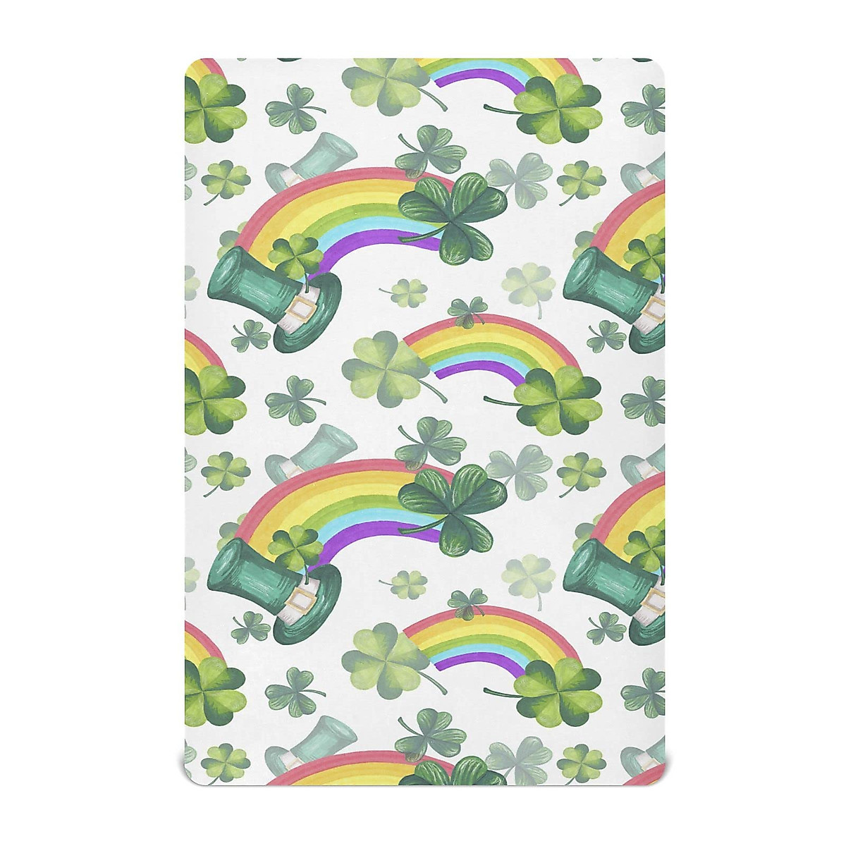 St Patrick's Day Shamrock Baby Crib Sheets Soft Toddler Bed Sheets Breathable Mattress Cover Toddler Sheets for All Seasons Toddler Boys Bed Mattress, 52 * 28 * 9in