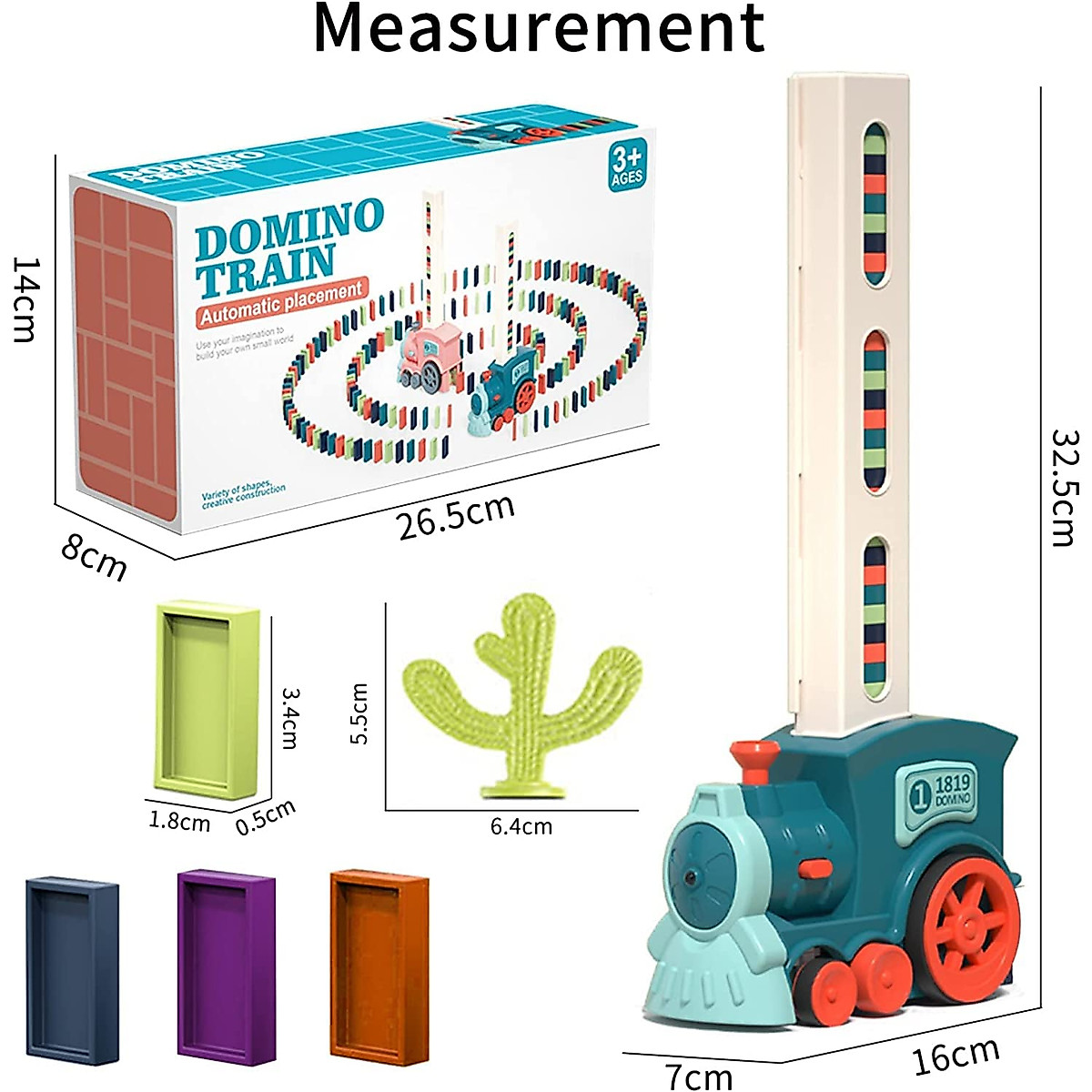 B-Qtech Domino Train Toy Set for Kids - 80pcs, Domino Blocks Set Building and Stacking Toy Creative Kids Games Gift Dominoes for Boys Girls Ages 3-8