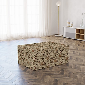 Ambesonne Grunge Foldable Mattress, Swirls Curves and Dots, 74.8" x 35.4", Tan Redwood Pale Brown