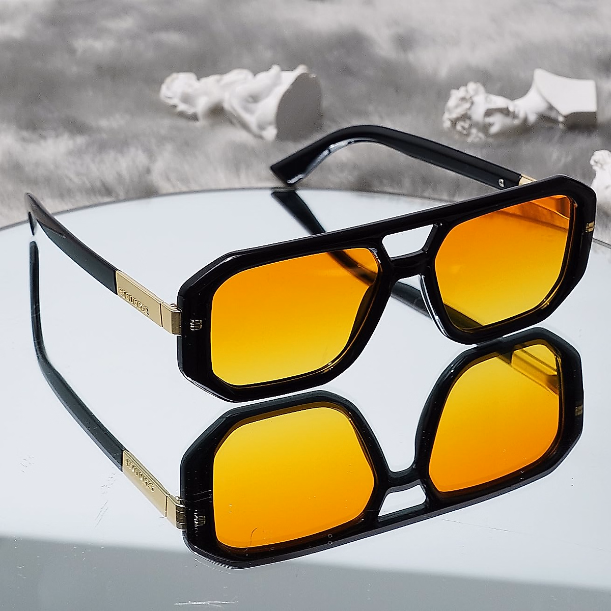 VANLINKER Polarized Vintage Aviator Sunglasses Womens Trendy Square Retro 70s Yellow Tinted Sun Glasses VL9753