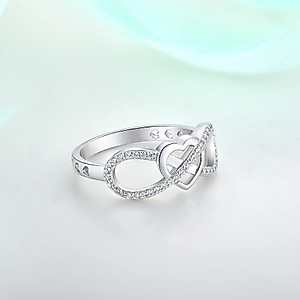 STARCHENIE Infinity Heart Ring for Women 925 Sterling Silver Love Knot Ring Promise Ring Size 8