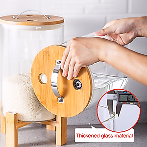 Rice Dispenser 5L, Grain Dispenser Glass Bucket, Cereal Dispenser Countertop for Kitchen and Pantry Organization, Large Rice Storge Container for Dry Food