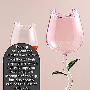 YGHQAP 5 OZ Creative Rose Flower Wine Glasses Set of 2, Crystal Red Wine Glasses, Rose Flower Goblet Wine Cocktail Juice Glass for Party Wedding Festival Bar