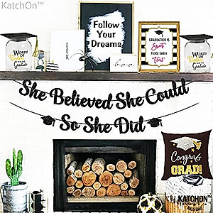KatchOn, She Believed She Could So She Did Banner - Glitter, 10 Feet, No DIY | Congrats Grad Banner for Law School Graduation Decorations Class of 2023 | Medical School Graduation Party Decorations