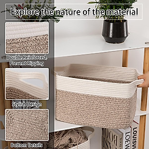 OIAHOMY 3 Pack Storage Basket for Organizing, 15''X10''X9'' Storage Bins,Woven Basket Basket with Handles, Toy Storage Basket Bin,Stylish Room Decor Basket, white & Brown variegated