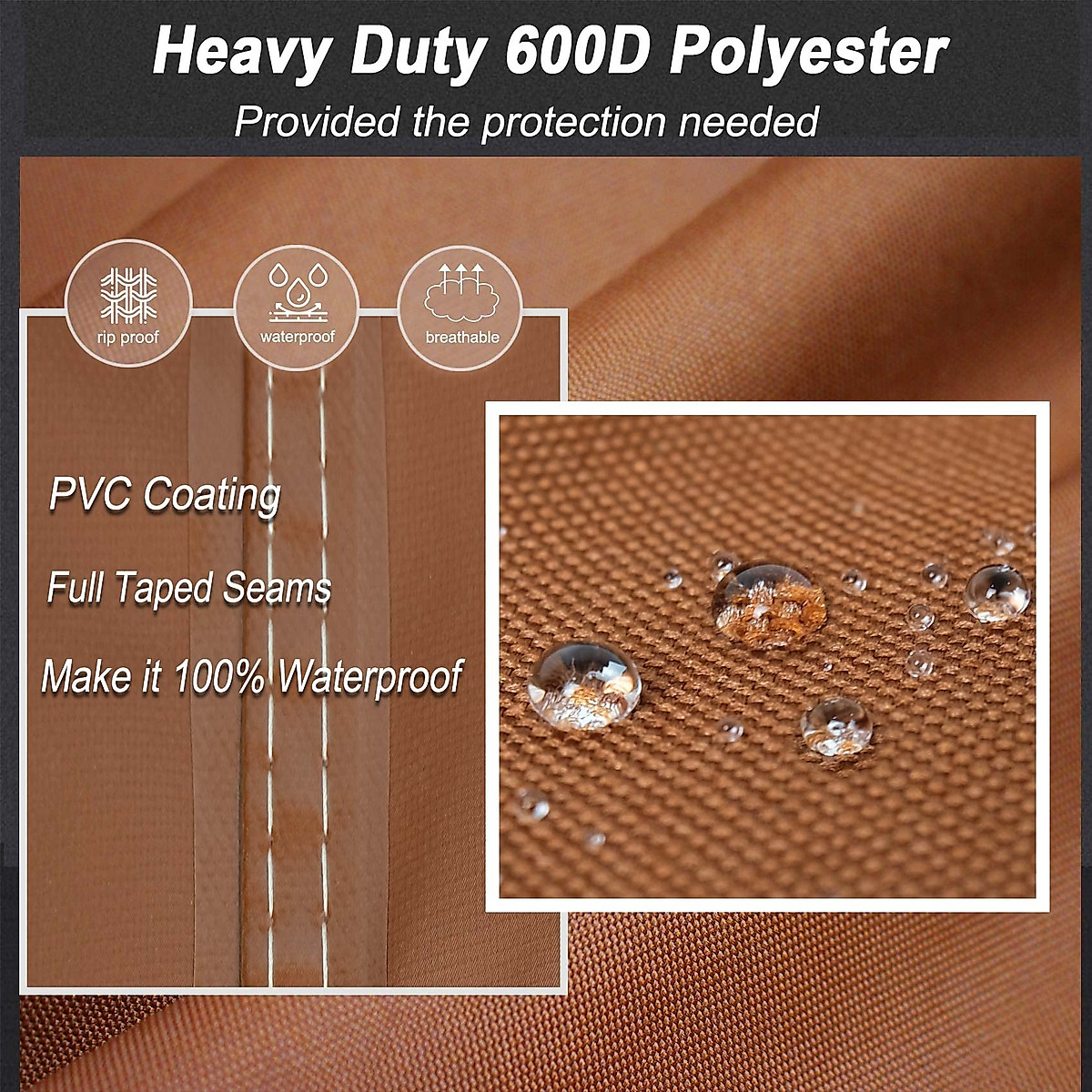 NettyPro Waterproof Outdoor Furniture Side Table Cover 24 x 24 Inch Patio Square Ottoman Table Cover All Weather Protection