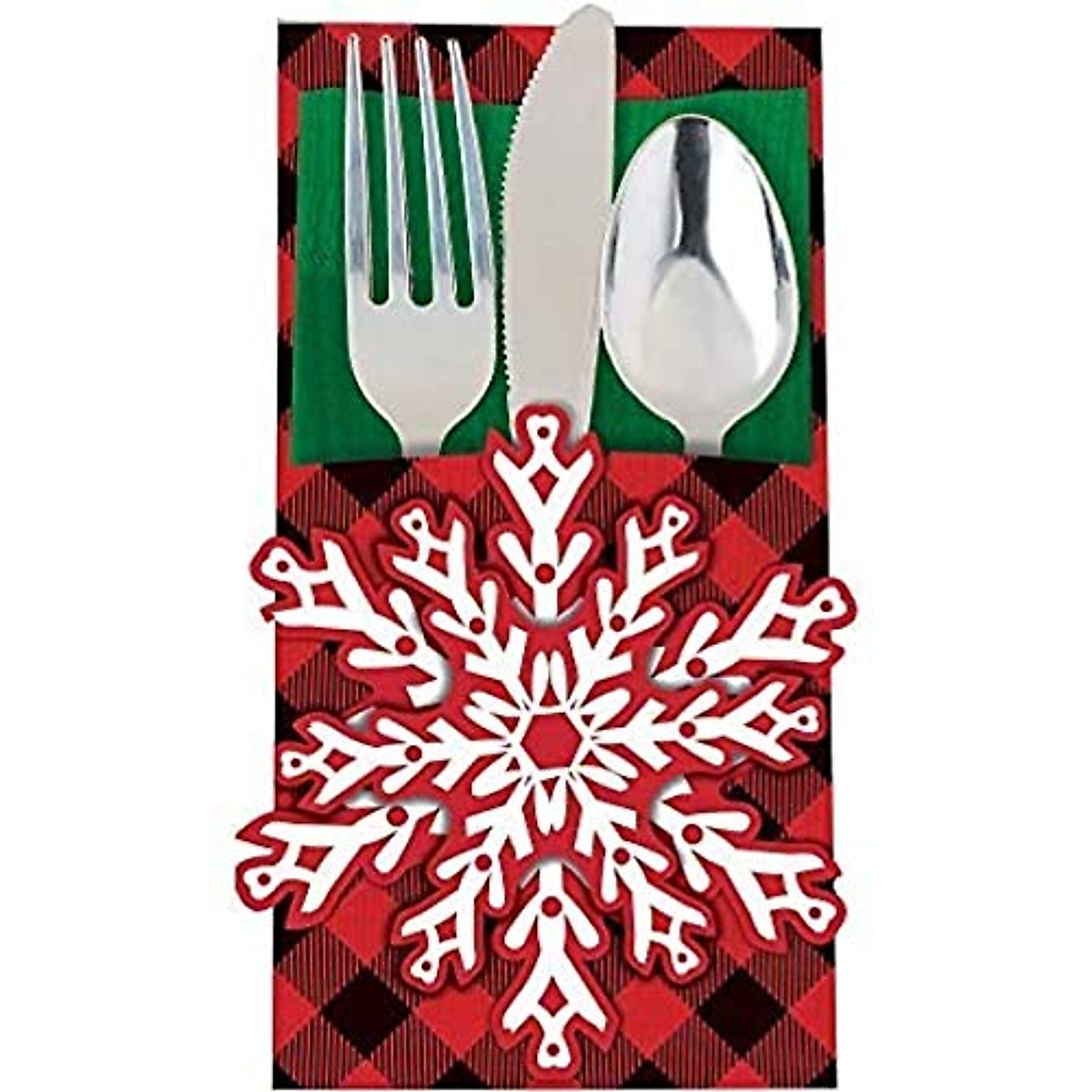 Amscan Christmas Cozy Rustic Cutlery Holder Deluxe Multi-Pack, 1 pack