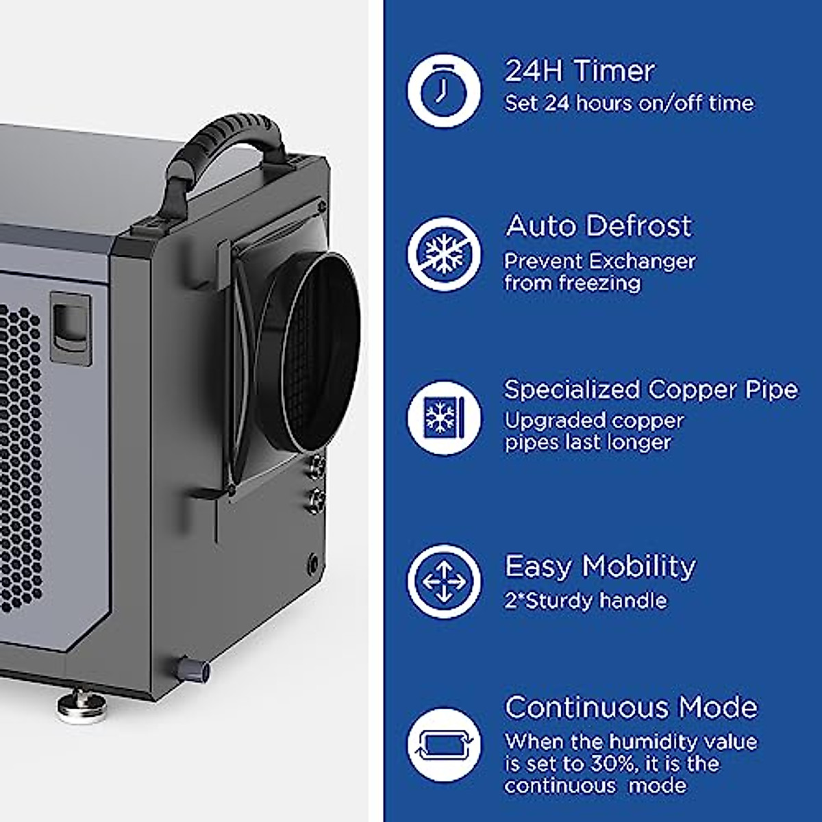 120 Pints Commercial Dehumidifiers for Basement,Crawl Space Dehumidifier with Drain Hose, Industrial Dehumidifier for Large space,Optional Remote Control,Whole House,Auto Defrose