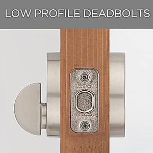 Kwikset 991 Pismo Keyed Entry Knob and Single Cylinder Deadbolt Combo Pack Featuring SmartKey and Microban in Satin Nickel