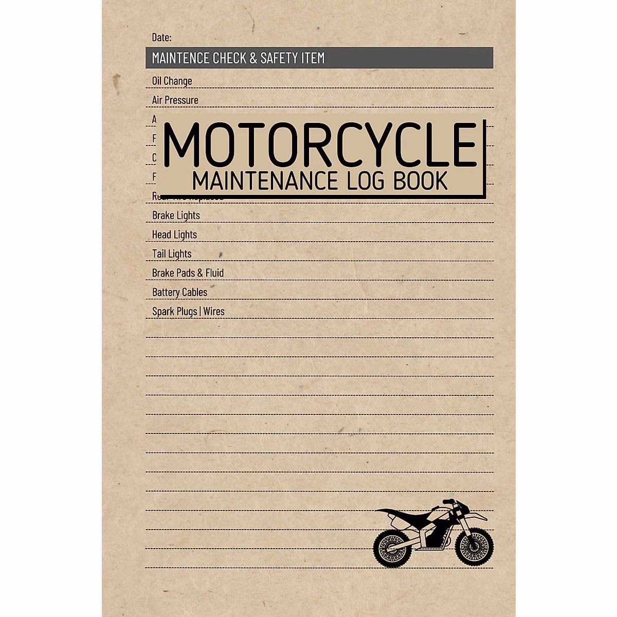 Motorcycle Maintenance Log Book