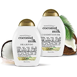 OGX Nourishing + Coconut Milk Shampoo & Conditioner Set, 13 Fl Oz (Pack of 2) (packaging may vary), White