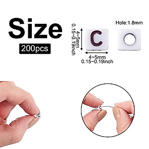 240pcs Opaque Acrylic Letter C Cube Beads White Plastic Alphabet Loose Spacer Square Beads 4-5mm for DIY Name Bracelet Necklace Jewelry Crafts Making Hole: 1.8mm