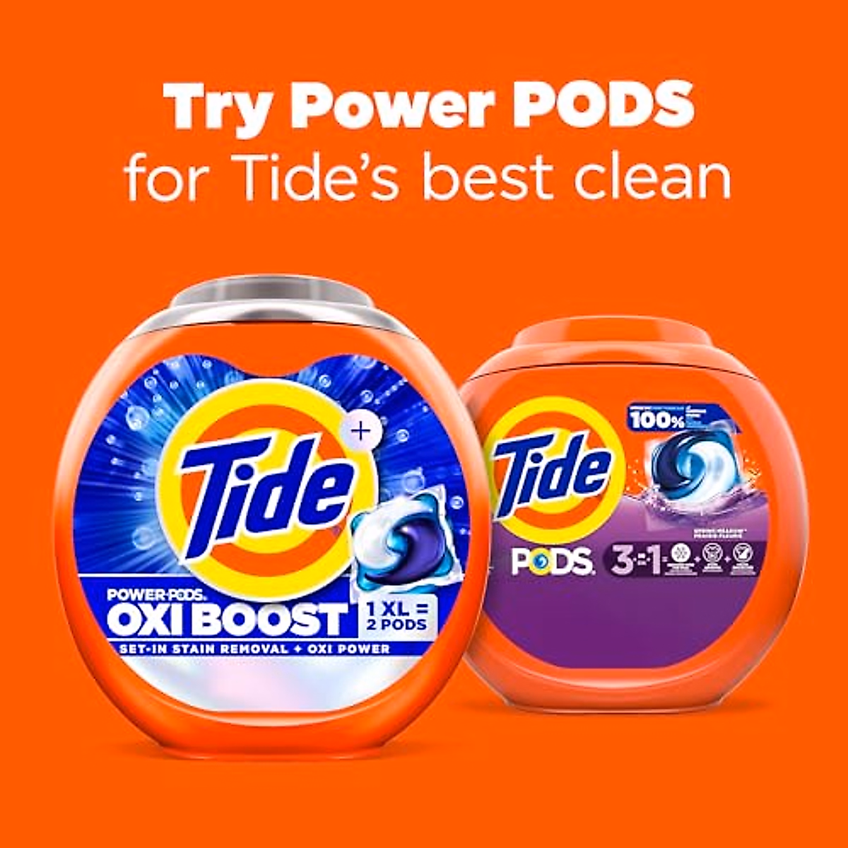 Tide PODS laundry detergent pacs, 3-in-1 Stain Remover, Odor Fighter, Color Protector, 112 Count, HE compatible, Spring Meadow Scent