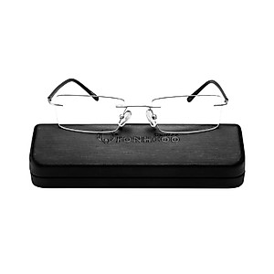 FONHCOO Blue Light Blocking Reading Glasses Anti Blue Ray Unisex Lightweight Rimless Frameless Rectangle Computer Gaming Glasses Anti-Glare, Anti-Fatigue,Anti Eyestrain (Black, 1.75)