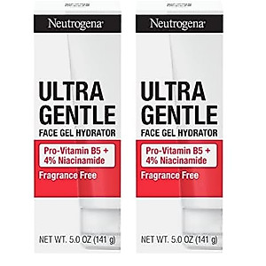 Neutrogena Ultra Gentle Face Gel Hydrator with Pro-Vitamin B5 & 4% Niacinamide Designed for Acne-Prone Skin, Lightweight Gel Cream Targets Uneven Skin Tone, Fragrance-Free, 5.0 oz (Pack of 2)