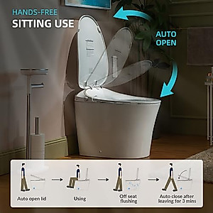 WOODBRIDGE Smart Bidet Toilet with Auto Open/Close Lid, Foot Sensor Operation,Dual Auto Flush, Heated Seat, Power Outage Flush,Hygienic Wash,Night Light,LT610