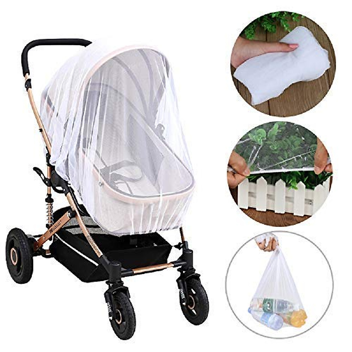 LEMESO Stroller Baby Net - Universal & Elastic & Breathable - for Infant Carriers Car Seats Cradles Cribs Bassinet Playpen Travel Outdoor