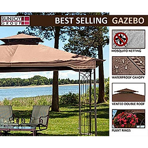 Sunjoy L-GZ798PST-E-A New Regency III Gazebo 10' x 12' with Mosquito Netting