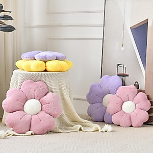 Ddliury Flower Pillow, Flower Shaped Pillow Decorative Throw Pillows for Bed Couch, Cute Daisy Pillow Dorm Decor Floor Seating Cushion (Yellow, 15 Inches)