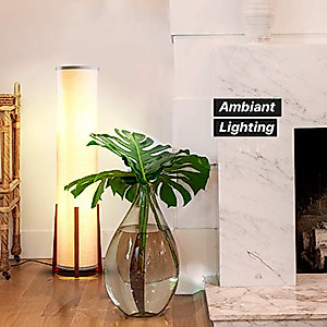 Brightech Parker LED Floor lamp, 48 Inches Tall Lamp with Wood Frame, Asian Design Lamp for Bedroom, Decorative Tower Shade Lamp for Living Rooms & Offices, Great Living Room Décor