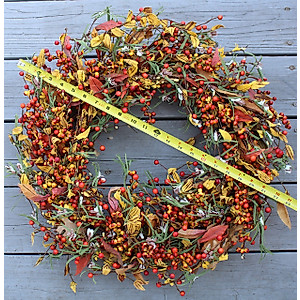 The Wreath Depot Appalachia Berry Silk Fall Door Wreath 24 inch, Handcrafted, Designed in USA, Full Wreath Shape and Size, Beautiful White Gift Box Included