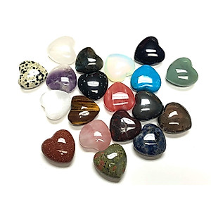 Zentron Crystal Collection 30MM All Natural Polished Pocket Gemstone Crystal Puff Heart and Velvet Pouch (Green Aventurine)