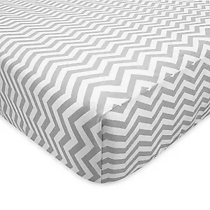 TL Care 100% Cotton Flannel Fitted Crib Sheet, Gray Zigzag, for Boys and Girls