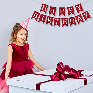 Burgundy Maroon Red Happy Birthday Décor Banners Sign Decorations for Adults Women Men Teen Boys Girls Kids Birthday Party Garland Backdrop Supplies