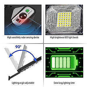TAAVOP Solar Street Light, 150W LED Solar Flood Lights Outdoor Motion Sensor with Remote Control, 8000LM 3 Modes Solar Lights for Outside, Solar Security Lamp for Parking Lot, Garden, IP65 Waterproof