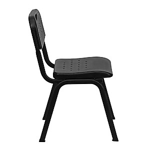 Flash Furniture 5 Pack HERCULES Series 880 lb. Capacity Black Plastic Stack Chair with Open Back and Black Frame