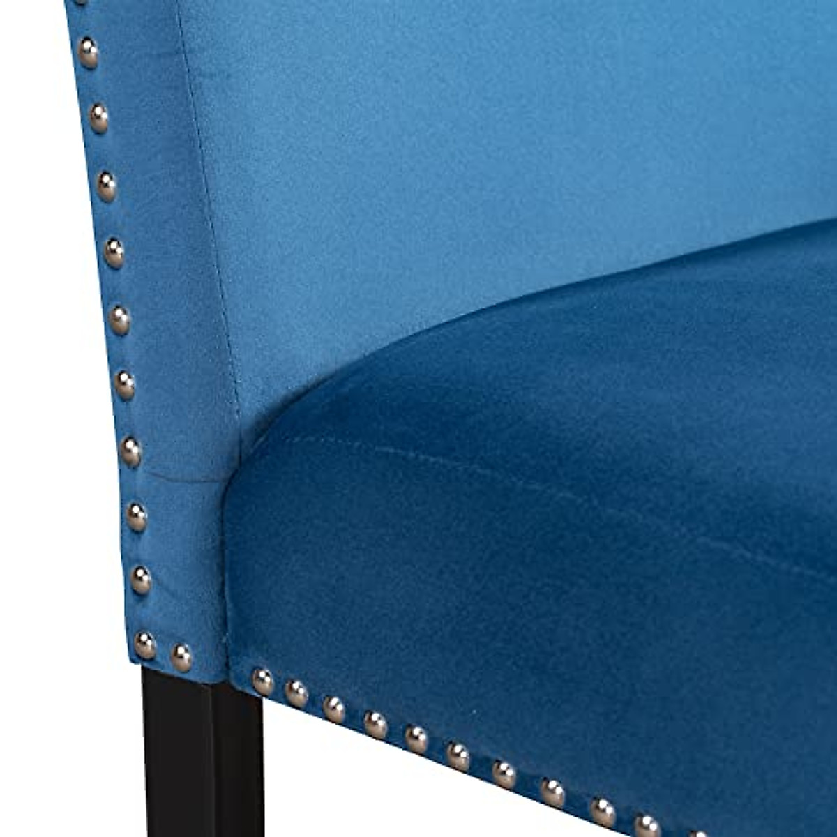 WOZNLA Room 5-Piece Counter Height Dining Set, Square Faux Marble Table with 4 Comfortable Upholstered Chairs, Small Family Kitchen Gathering, Blue