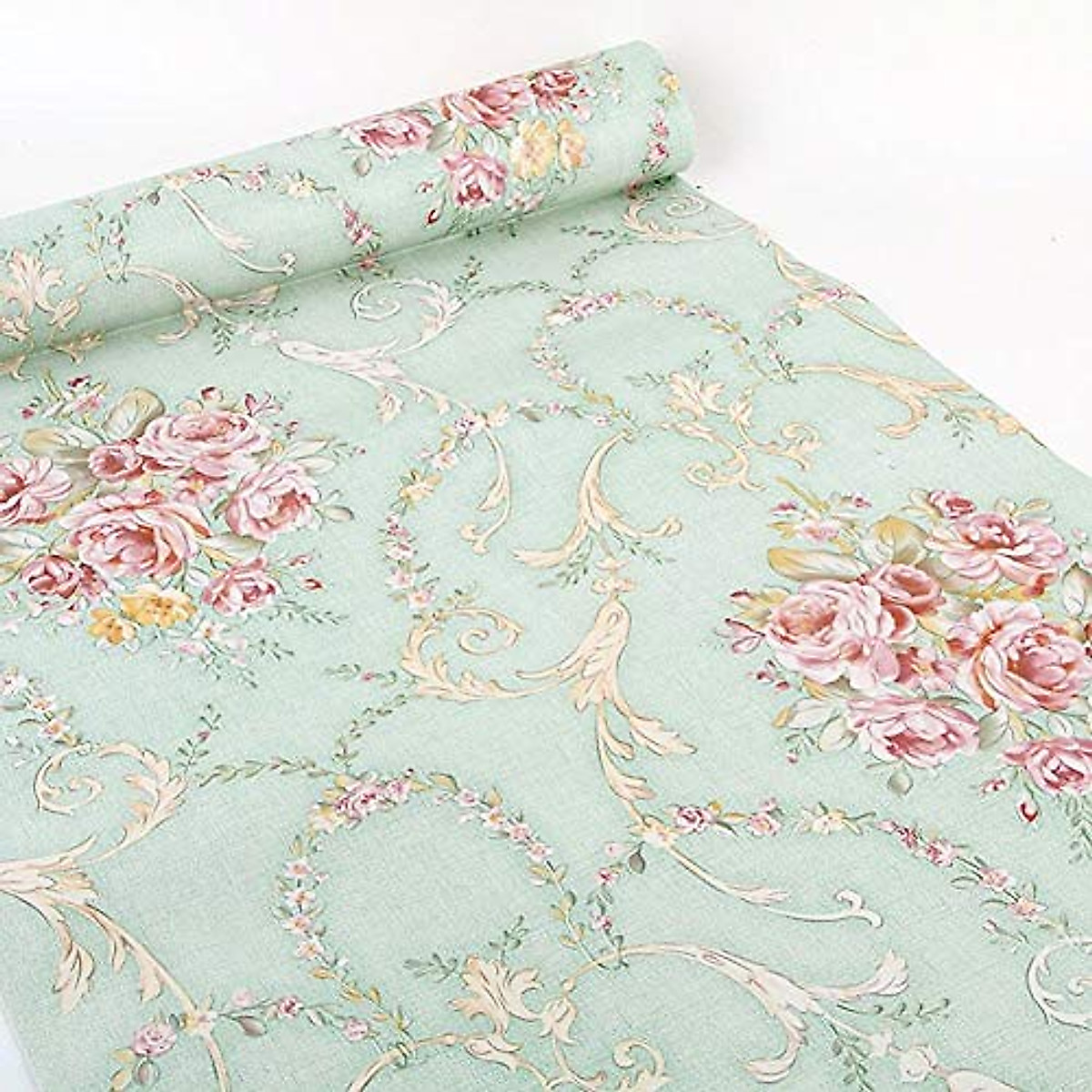 REDODECO Vintage Floral Adhesive Paper Vinyl Shelf Liner Peel Stick Dresser Drawer Sticker Home Deco 17.7inch by 118inch (Multi-Flower3)