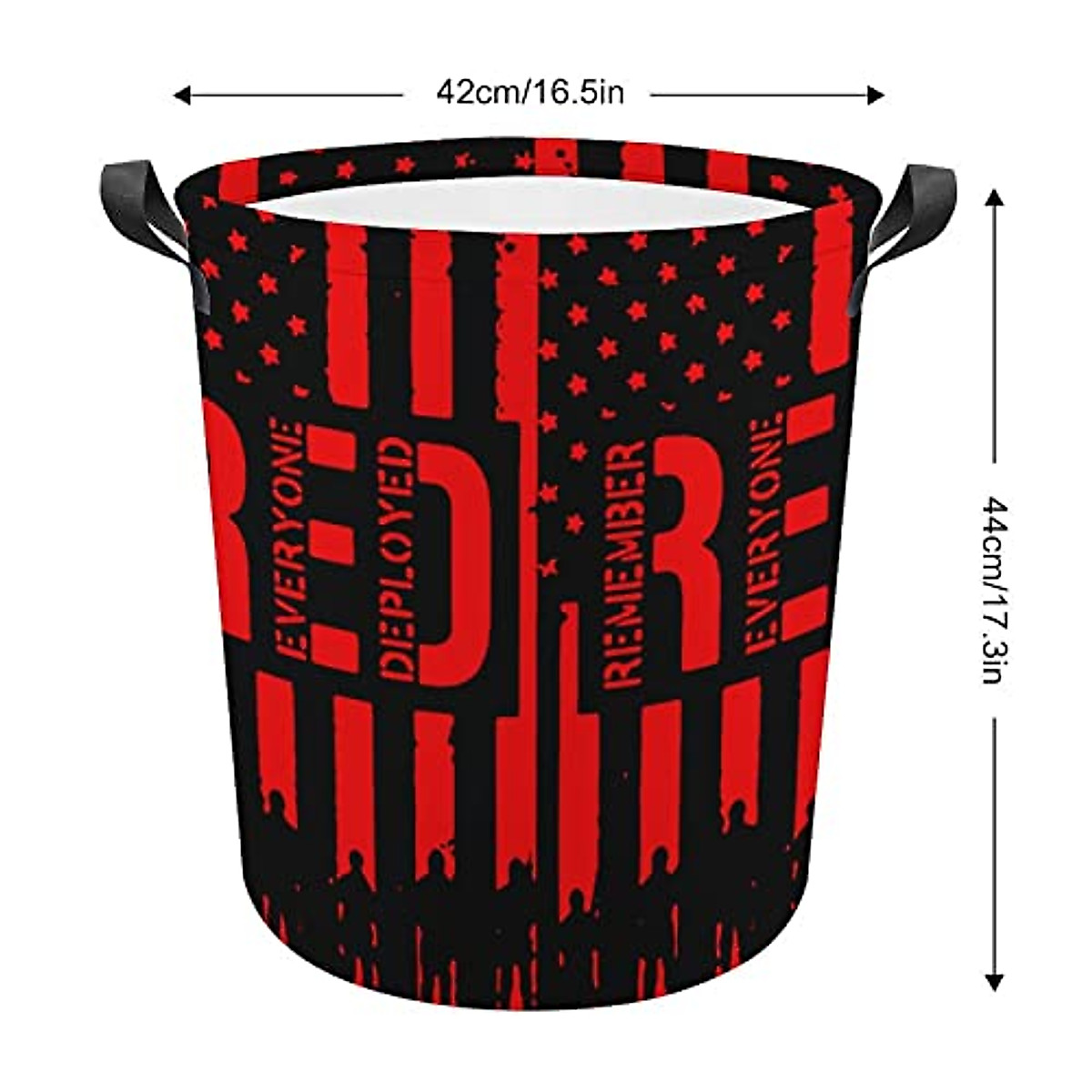 R.E.D Remember Everyone Deployed Red Friday Foldable Laundry Basket Waterproof Hamper Storage Bin Bag with Handle 16.5"x 16.5"x 17"