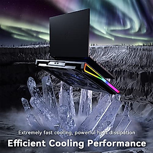 Laptop Cooling Pad, Laptop Cooler Gaming Laptop Cooling Fan, Laptop Cooling Stand for 15.6-17.3 Inches with 4 Adjustable Heights, RGB Lights, 5 Quiet Fans & 2 USB Ports