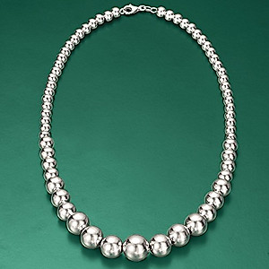 Ross-Simons Italian 6-14mm Sterling Silver Bead Graduated Necklace. 18 inches