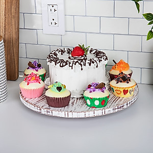 Mind Reader Torched Wood Spinning Lazy Susan, Rustic Farmhouse Rotating Organizer, 13" x 2", Brown