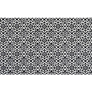 RSH Décor Indoor Outdoor Decorative 3 Piece Tufted Love Seat/Settee & 2 U-Shaped Chair Cushion Set for Wicker (Standard ~ 2-19”x19” & 41”x19”, Athens Matte Black Fretwork)