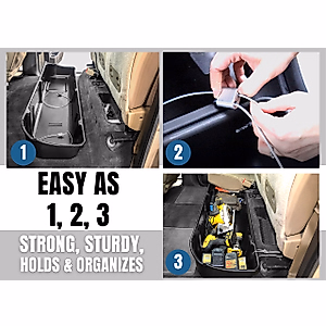 RHA Under Seat Storage 2015-2024 SuperCrew Fits Ford F-150, 2017-2024 Super Duty F-250/F-350 Crew Cab Upgraded Rear Underseat Box Black Organizer (WITHOUT OEM Floor Mounted Flip-up Storage)