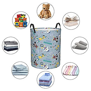 Ybovejuk Cute Large Laundry Basket fit Cartoon Character H4 Durable Waterproof Portable with Handle for Bedroom Room collapsible baskets Round Dirty Storage Clothes Circular hampers - M Black 4