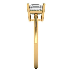 Clara Pucci 1.50 ct Asscher Cut Solitaire White Lab Created Sapphire Engagement Bridal Promise Anniversary Ring 18K Yellow Gold Size 3.5