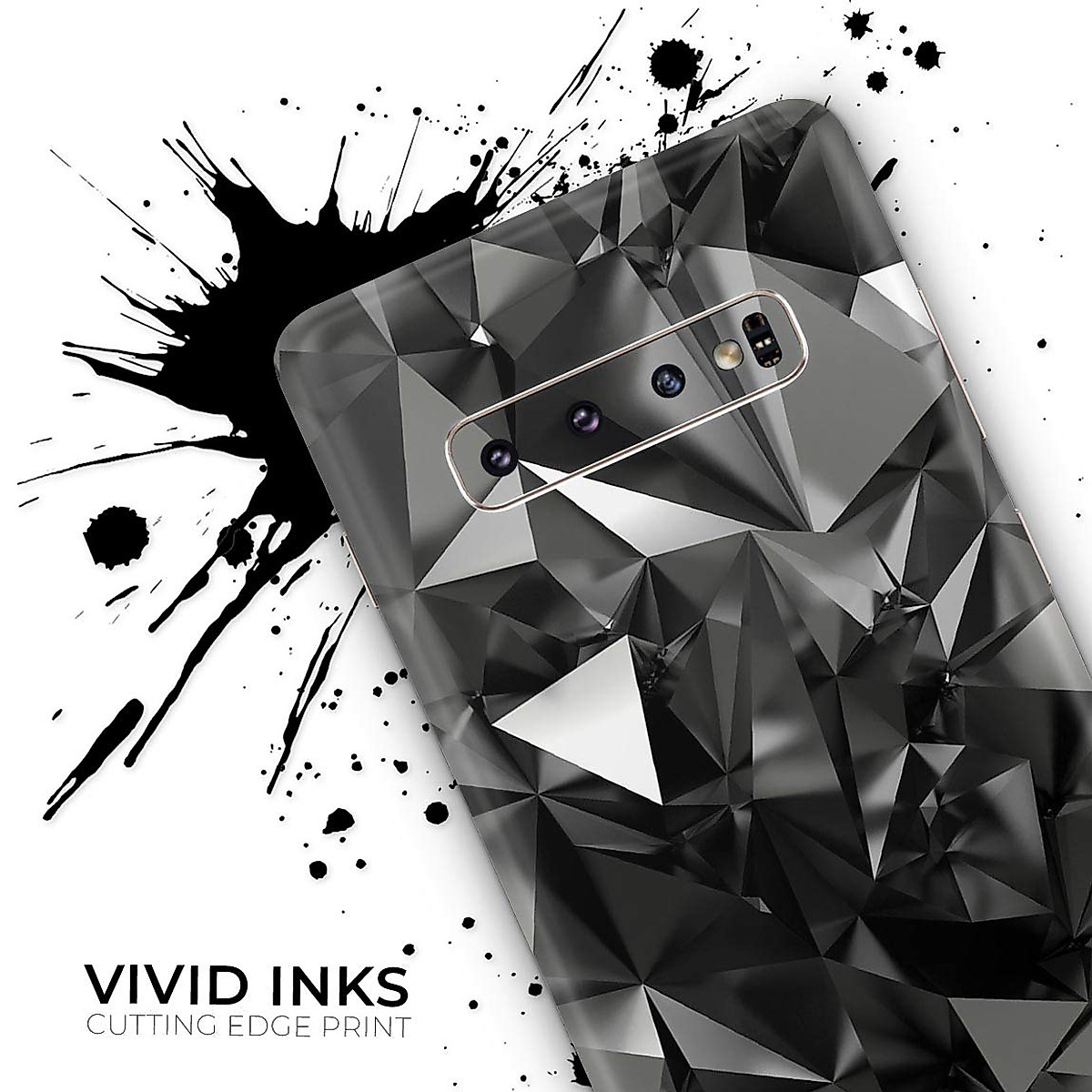 DesignSkinz Black 3D Diamond Surface Protective Vinyl Decal Wrap Skin Cover Compatible with The Samsung Galaxy S20 (Screen Trim & Back Glass Skin)