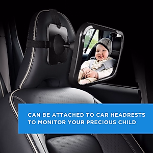 ZogeeZ XL Baby Car Mirror, Safety Car Seat Mirror for Rear Facing Infant with Wide Crystal Clear View, Fits on Headrest Shatterproof, Fully Assembled