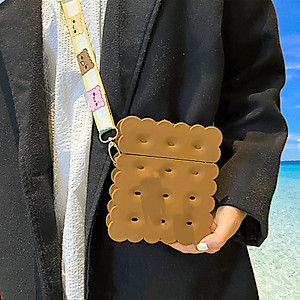 JGMLZK Cute Water Bottles with Straws, Creative Kawaii Biscuit Shaped Plastic Leakproof Juice Drinking Cup with Adjustable Shoulder Strap for School Outdoor Camping Sports BPA free(Coffee color)