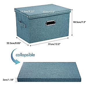 HUATK 4 Pack Decorative Storage Boxes with Lids Storage Baskets for Shelves, Closet organization Bins for Office, Bedroom, Closet, Toys (Teal)